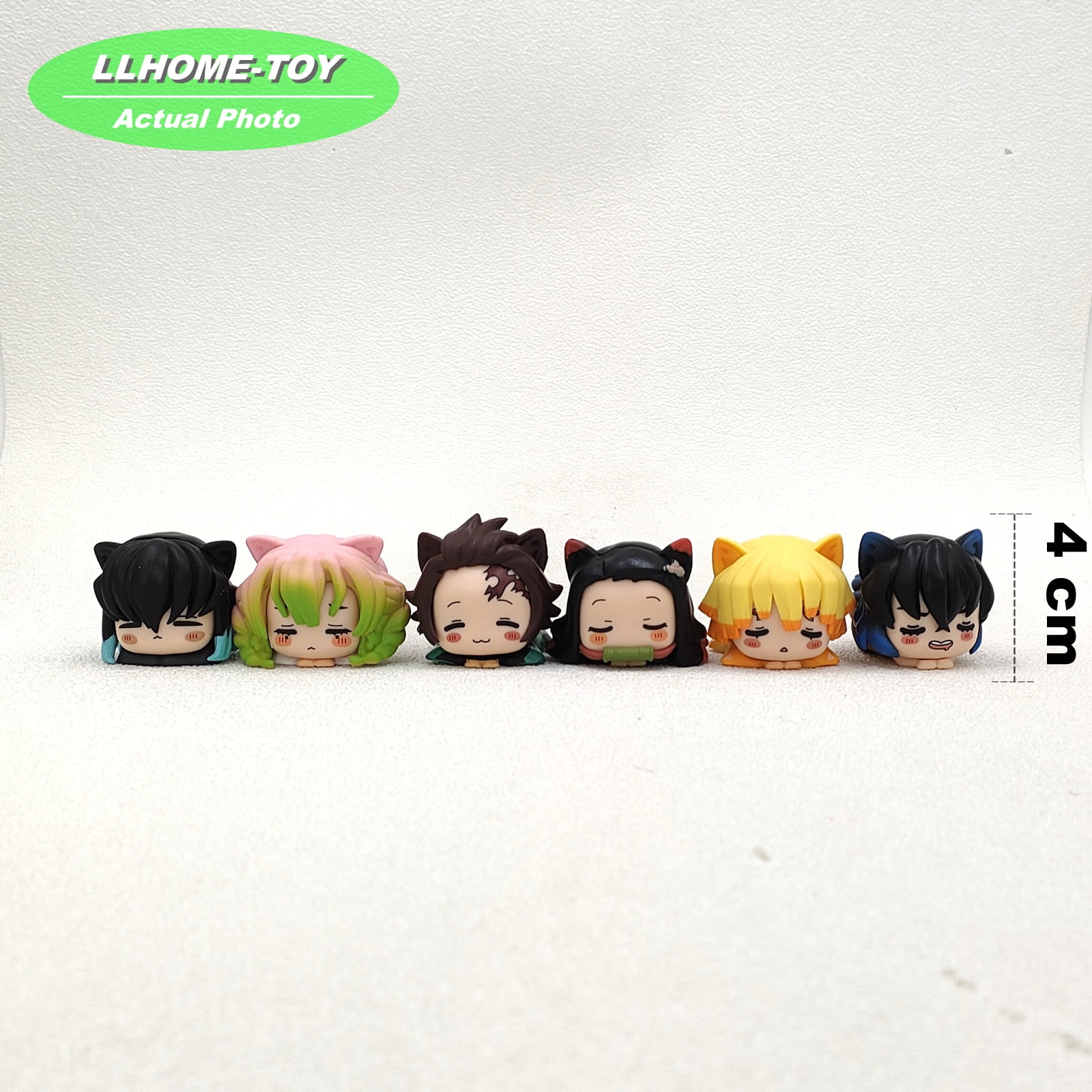 Anime DS Tanjirou Nezuko Zenitsu cat ear 6pcs Cute Figure Statue Toy ...