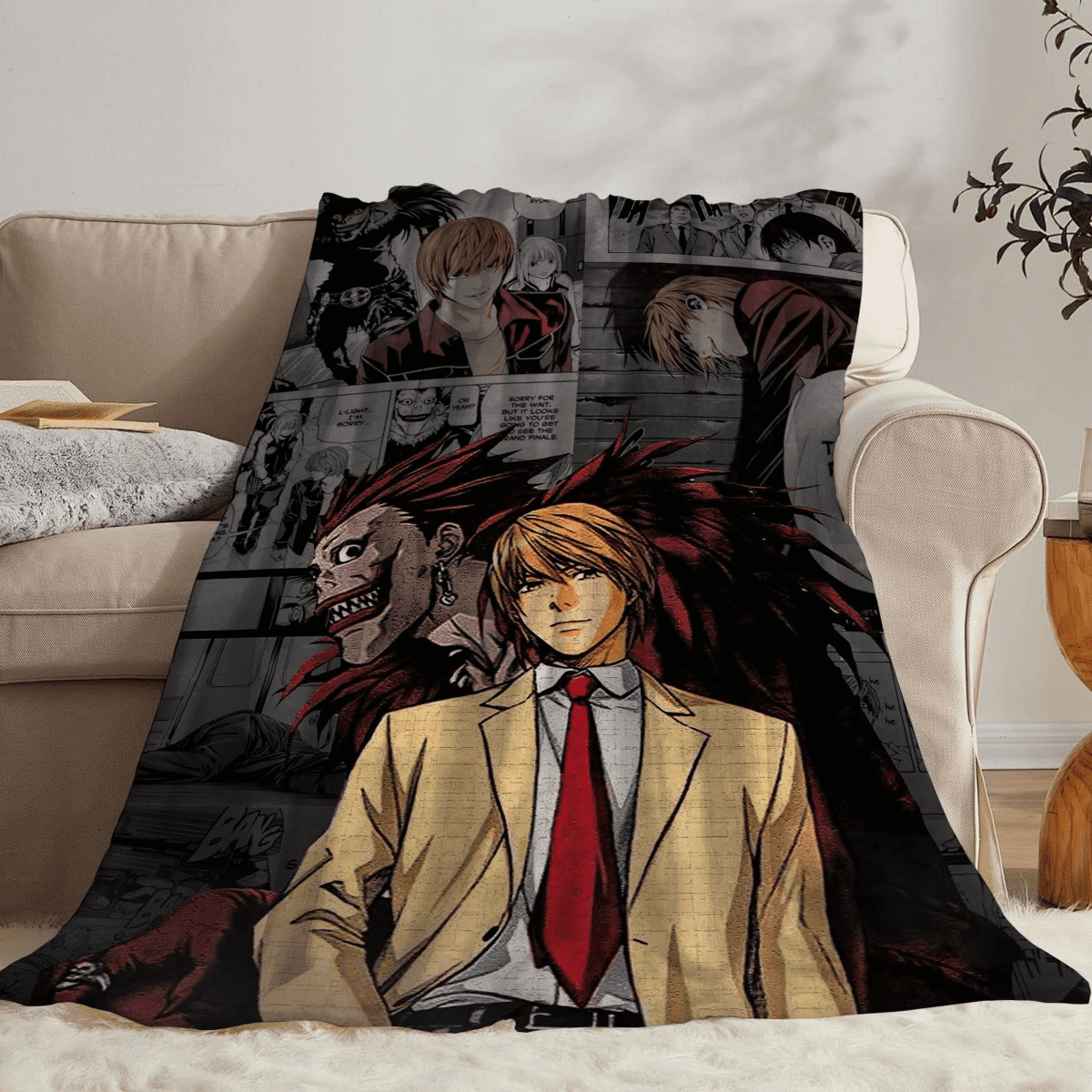 Anime Death Note Throw Blanket Soft Cozy Flannel Blankets Lightweight ...