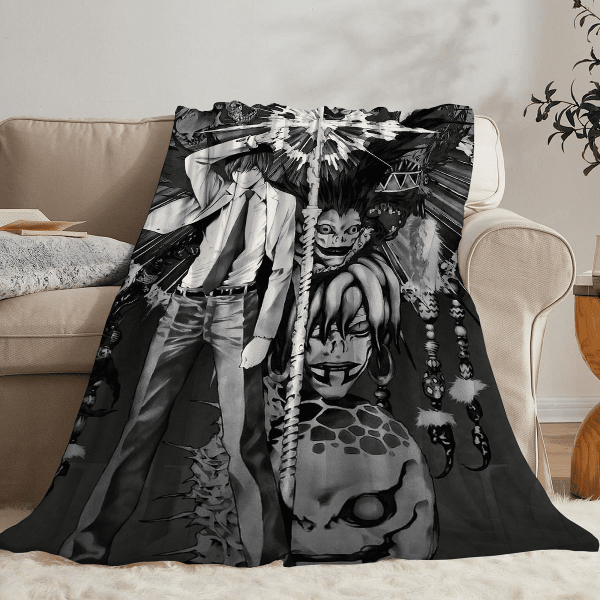 Anime Death Note Throw Blanket Soft Cozy Flannel Blankets Lightweight ...