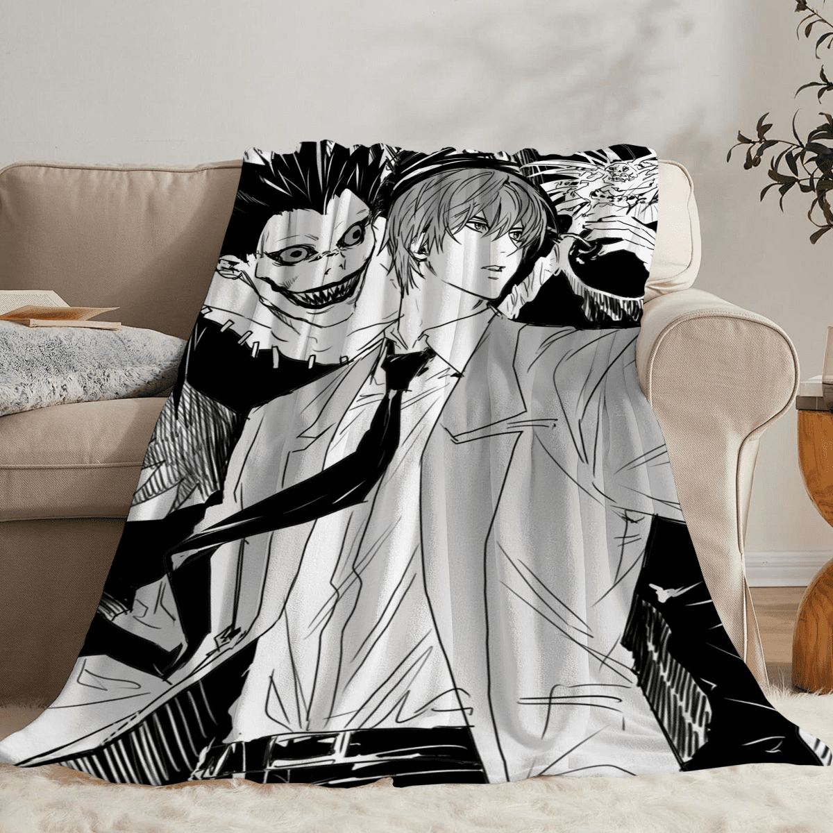 Anime Death Note Throw Blanket Soft Cozy Flannel Blankets Lightweight ...