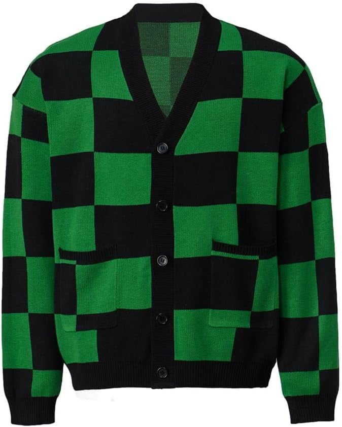Anime Demon Kamado Tanjirou Sweater Cardigan Men's Tanjirou Cardigan ...