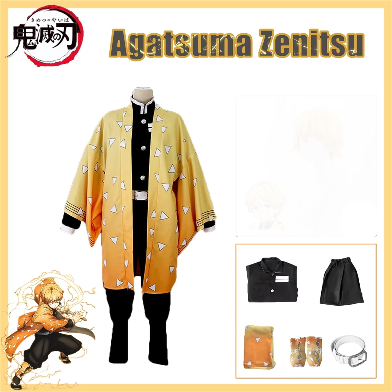 Anime Demon Slayer Agatsuma Zenitsu Cosplay Kimetsu no Yaiba Costume ...