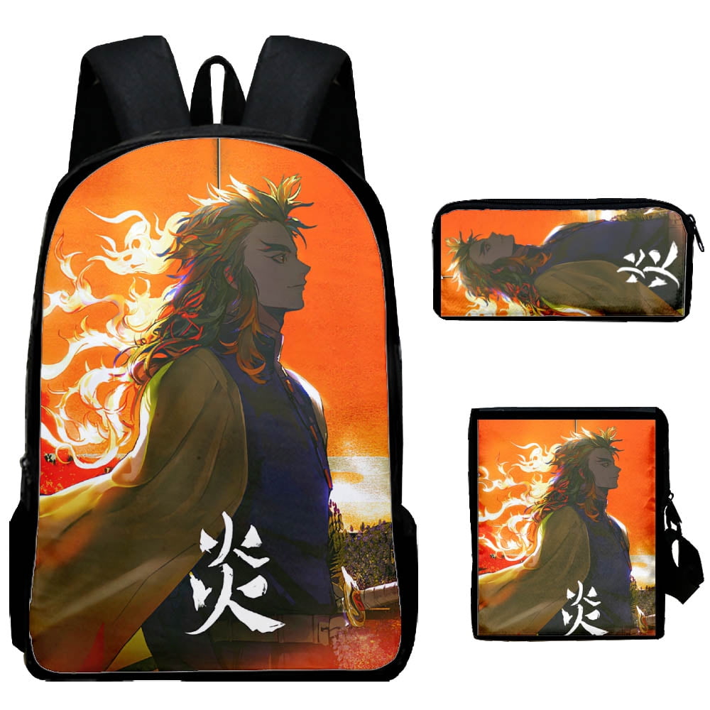 Anime Demon Slayer Backpack Black School Bag Large Capacity Laptop Back ...