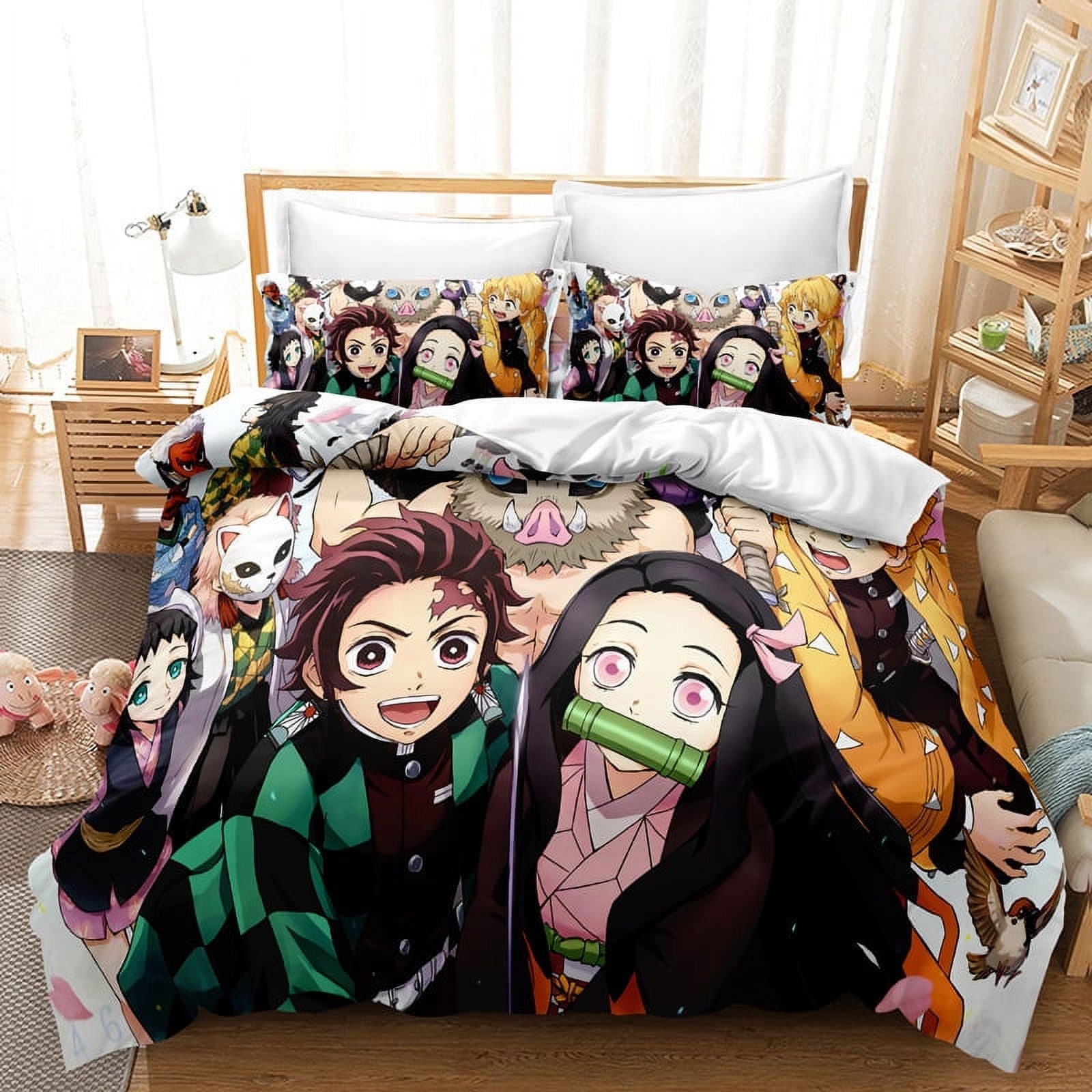 Anime Demon Slayer Bedding Bed Set 3 PCS Cool Action Figures Tanjirou ...