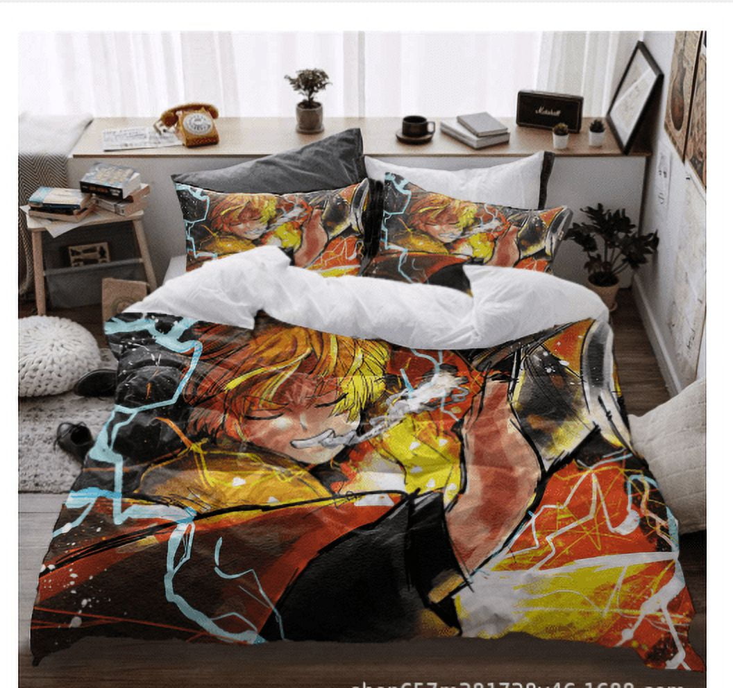 Anime Demon Slayer Bedding Bed Set 3-Piece Lightweight Action Figures ...