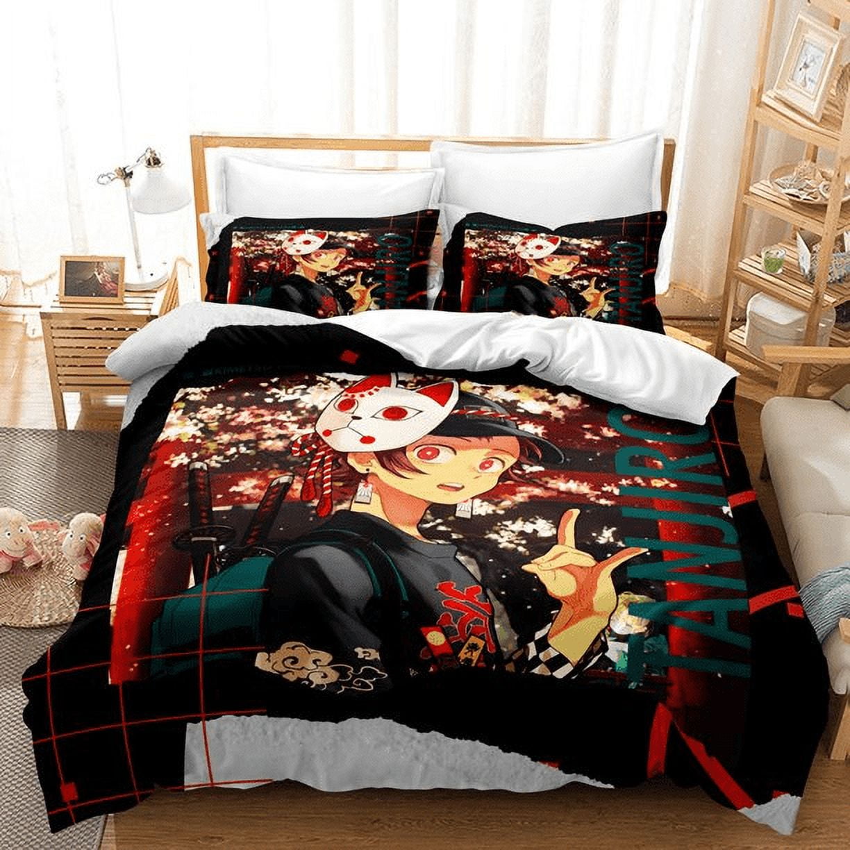 Anime Demon Slayer Bedding Bed Set 3 Pieces Cool Manga Tanjirou Nezuko ...