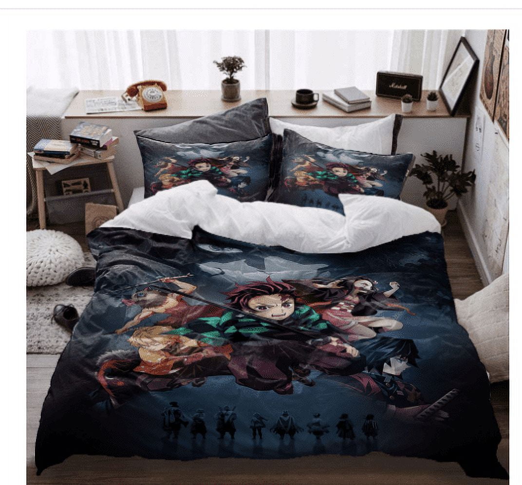 Anime Demon Slayer Bedding Duvet Cover Sets 3-Piece Fashion Cosplay ...