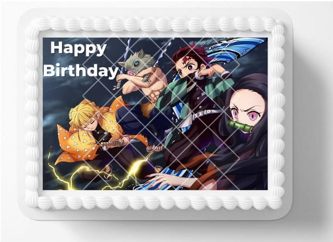 Anime Demon Slayer Birthday Edible Image Cake Topper, by ToriBellas ...