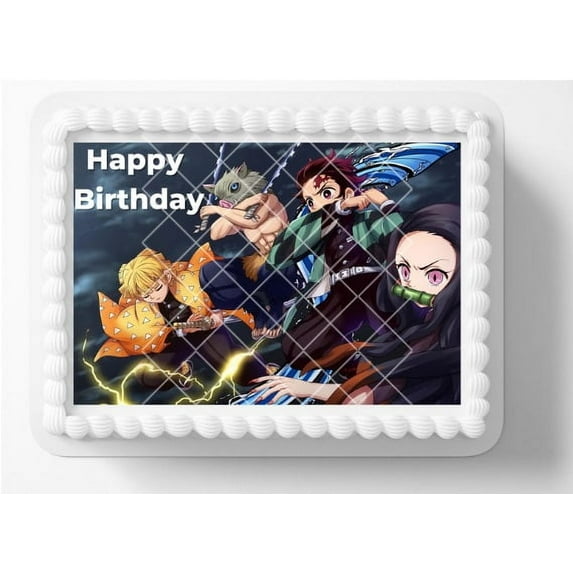 Anime Demon Slayer Birthday Edible Image Cake Topper, by ToriBellas ...