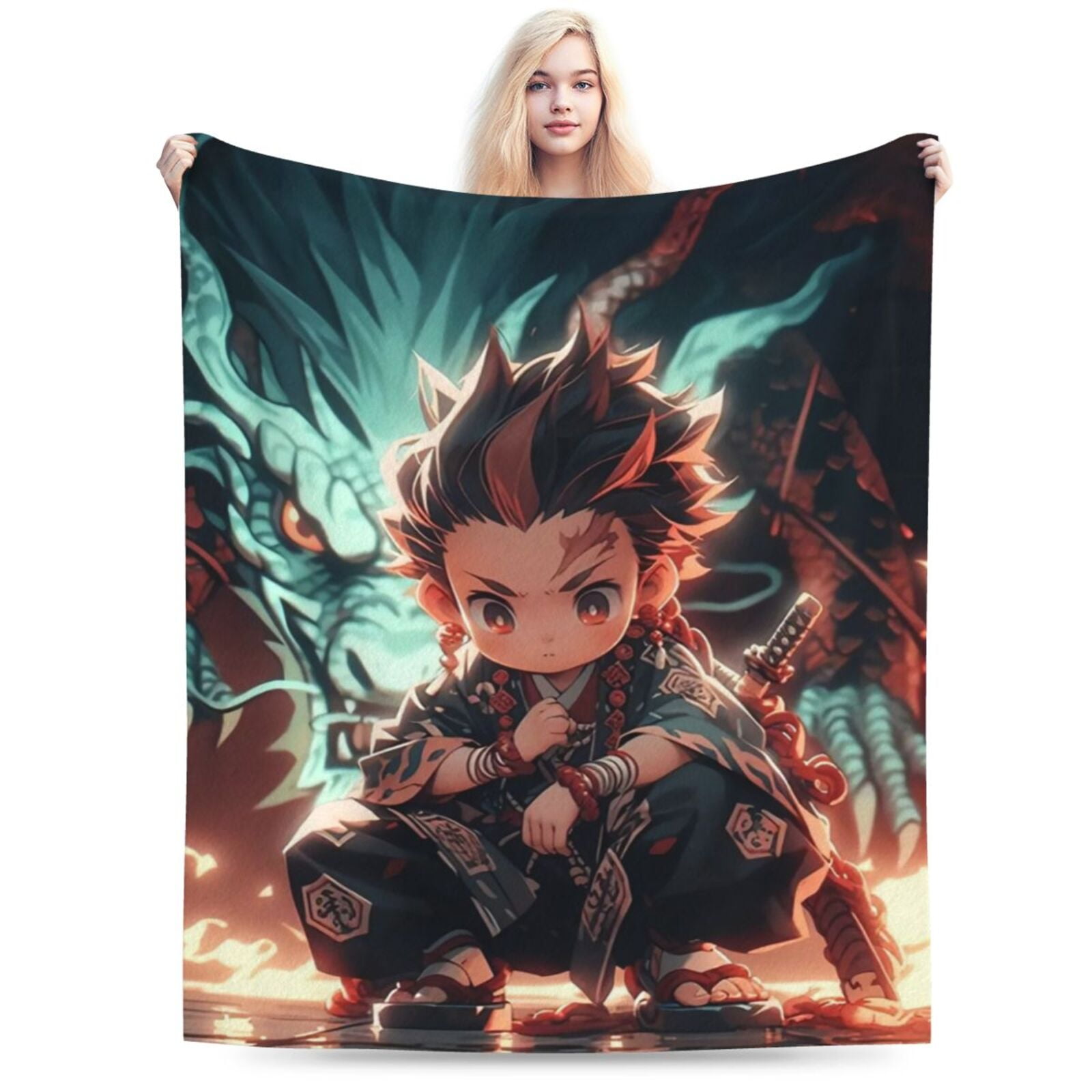 Anime Demon Slayer Blanket Cartoon Decorative Throw Blanket Soft Cozy ...