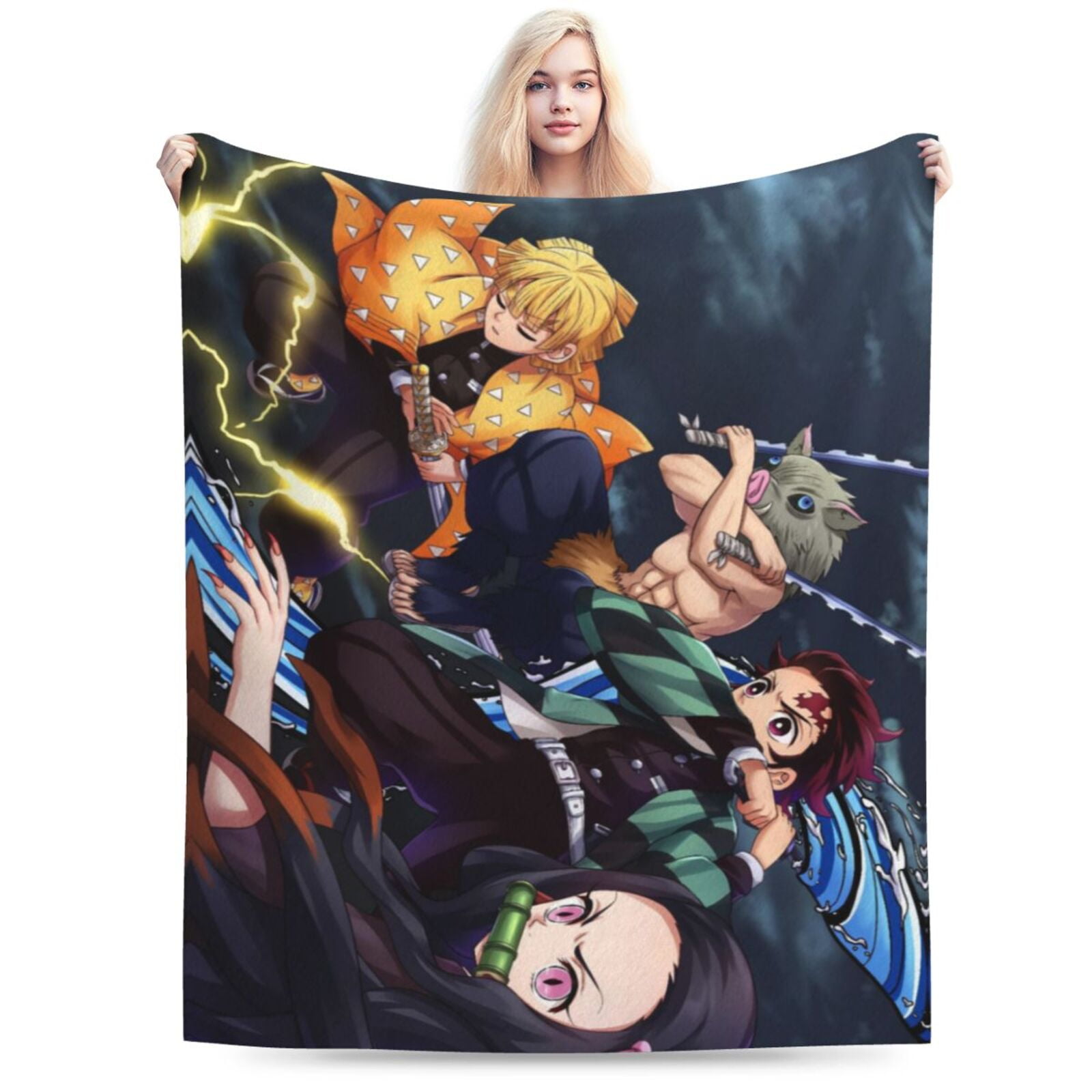 Anime Demon Slayer Blanket Cartoon Decorative Throw Blanket Soft Cozy ...