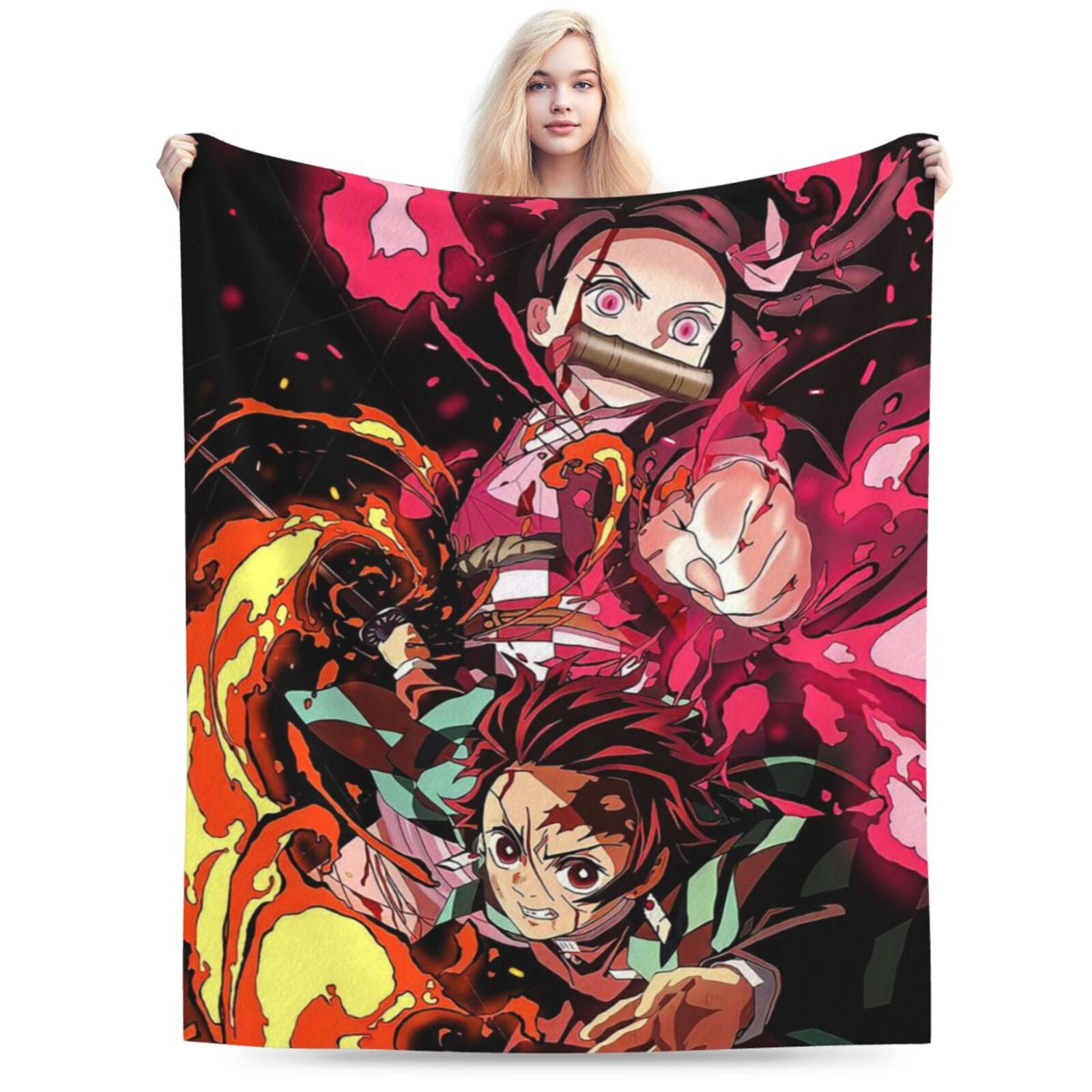 Anime Demon Slayer Blanket Cartoon Decorative Throw Blanket Soft Cozy ...
