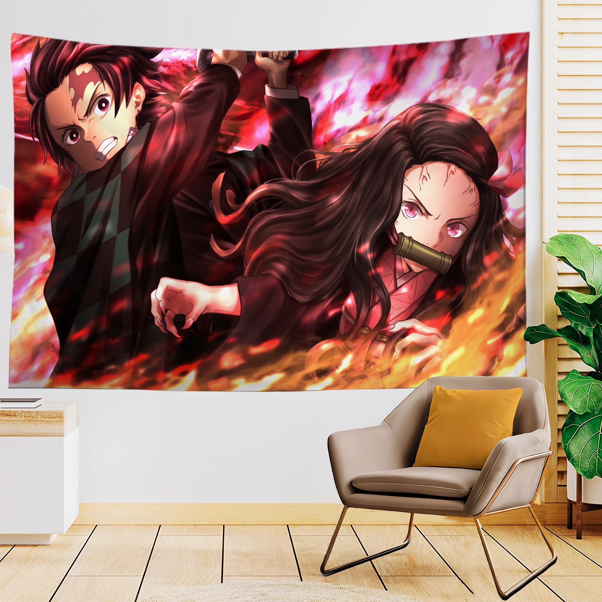 Anime Demon Slayer Christmas Tapestry,Modern Banner for Kids Girls Boys ...