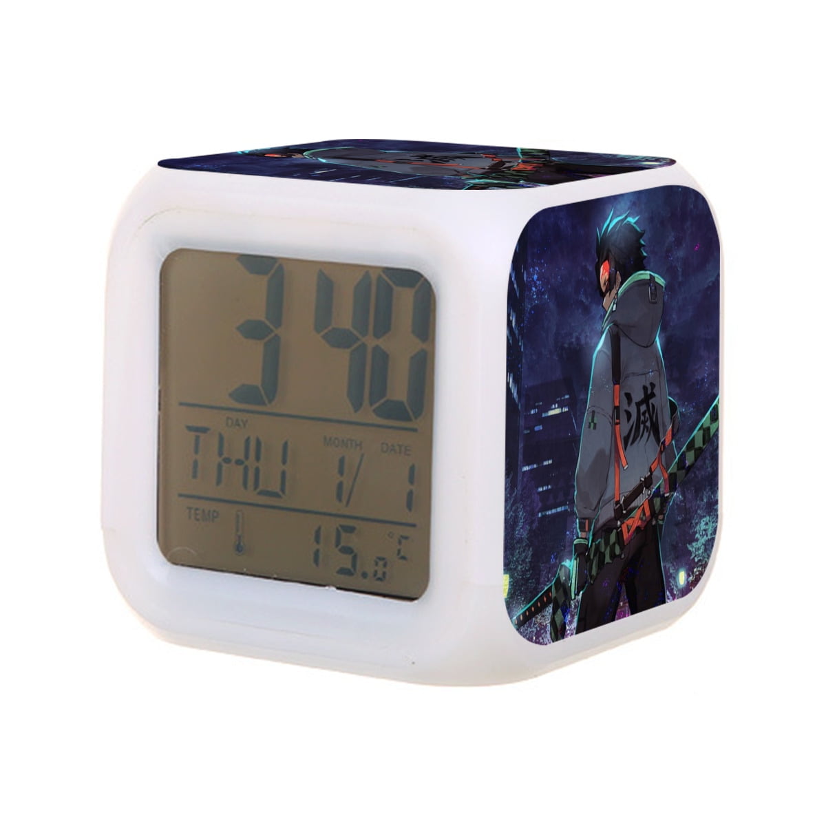 Anime Demon Slayer Digital Alarm Thermometer Night Glow Cube 7 Color ...