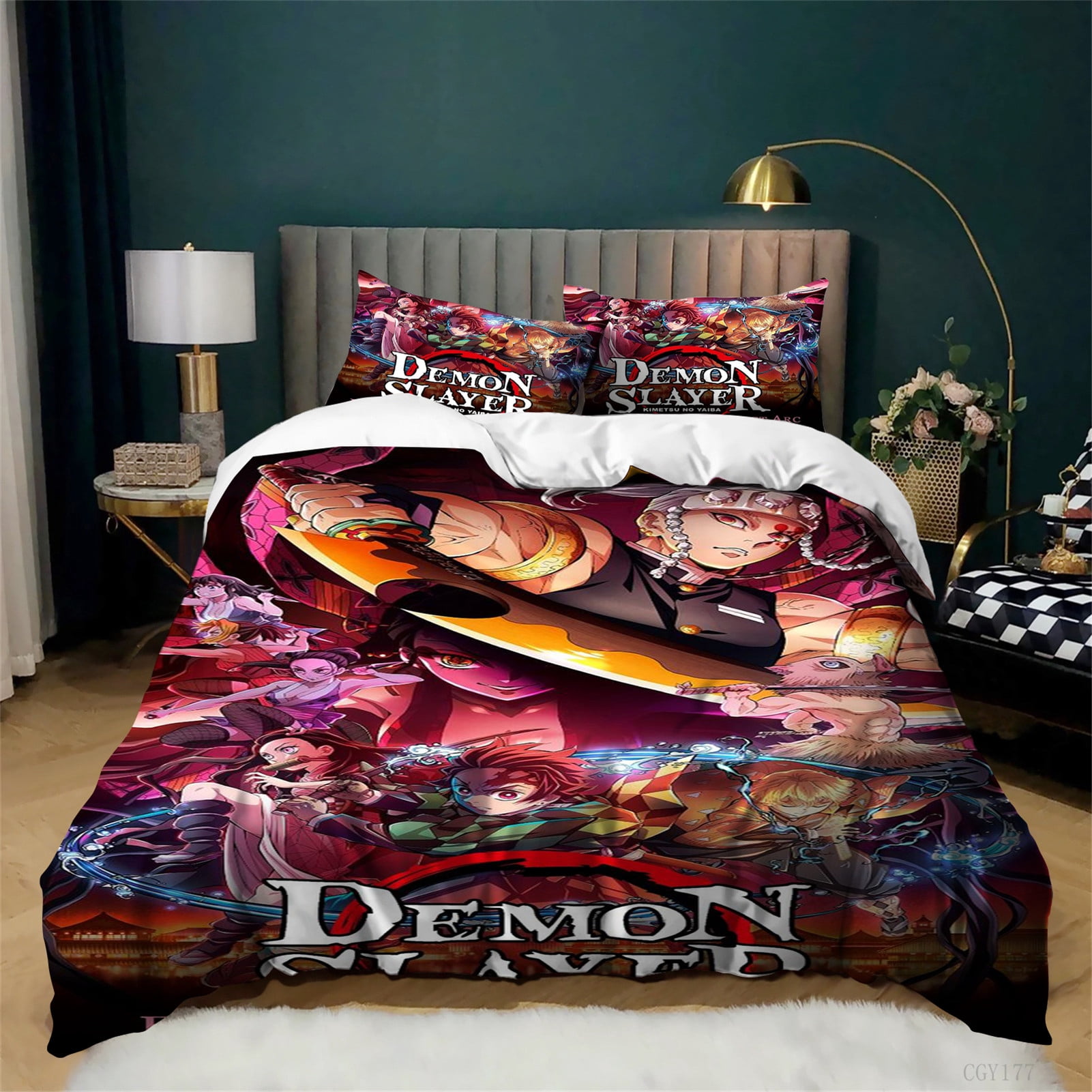 Anime Demon Slayer Duvet Cover 3 Pieces Soft Bedding Set,Includes 1 ...