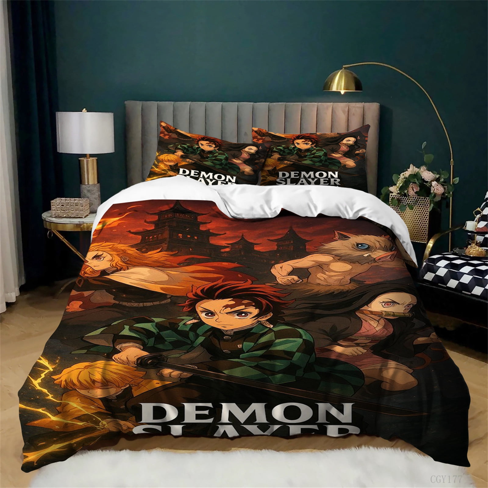 Anime Demon Slayer Duvet Cover 3 Pieces Soft Bedding Set,Includes 1 ...
