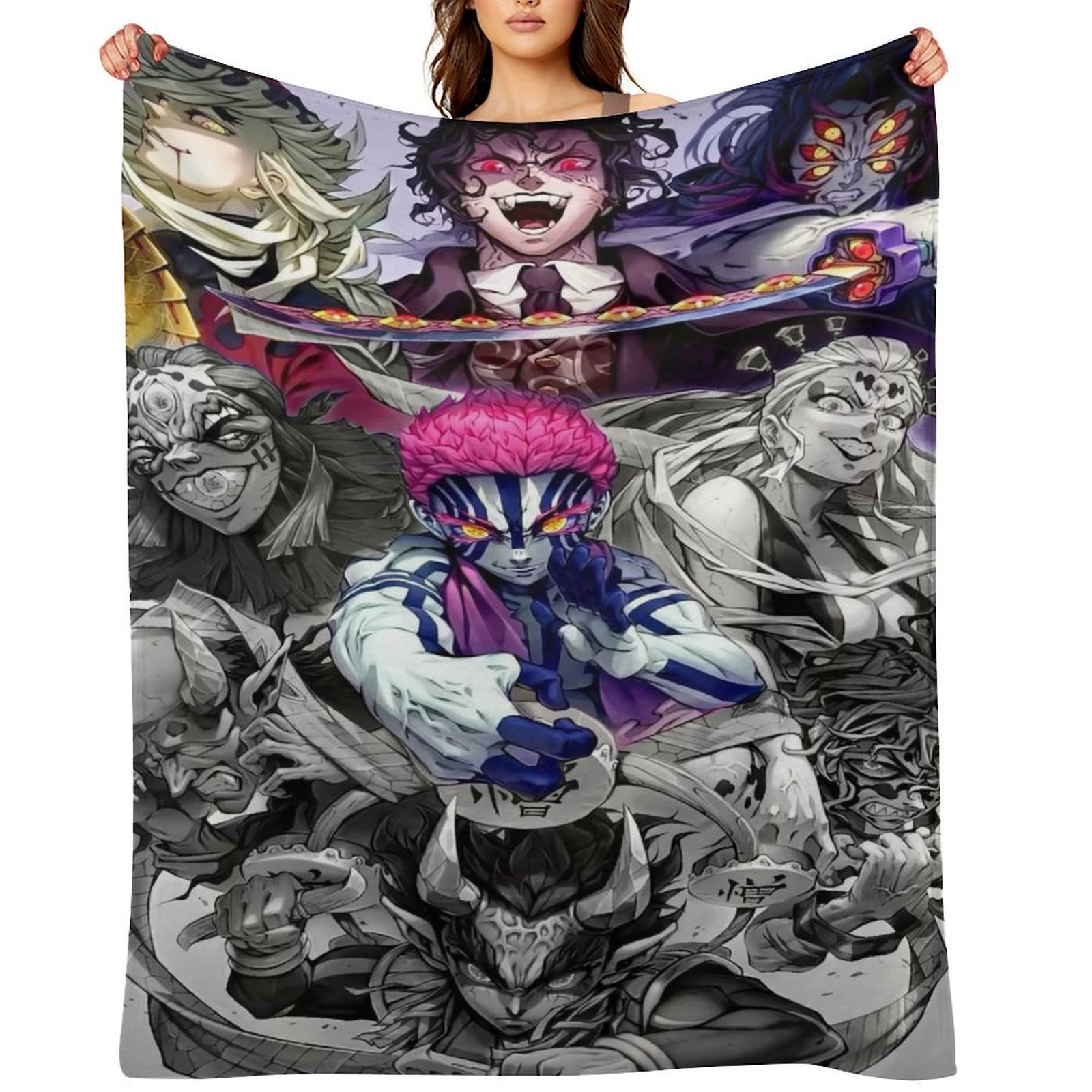 Anime Demon Slayer Flannel Blanket, Ultra Soft Warm Throw Lightweight ...