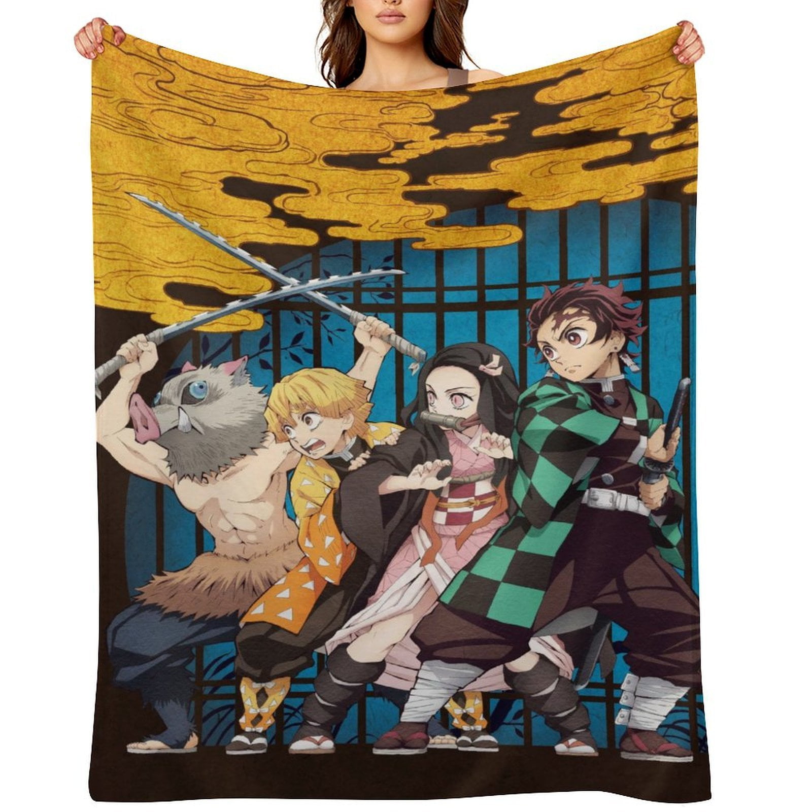 Anime Demon Slayer Flannel Blanket, Ultra Soft Warm Throw Lightweight ...