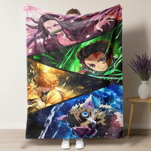 Anime Demon Slayer Flannel Throw Blanket, Soft Cozy All-Season Blanket ...