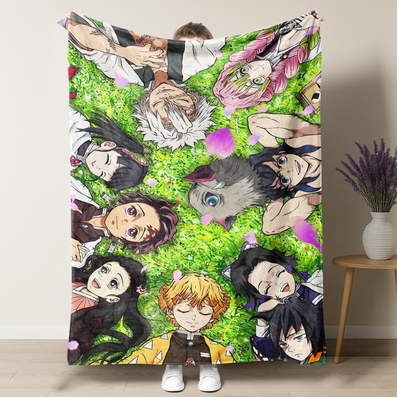 Anime Demon Slayer Flannel Throw Blanket, Soft Cozy All-Season Blanket ...