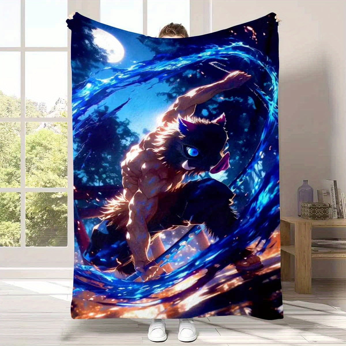 Anime Demon Slayer Inosuke Water Breathing Flannel Throw Blanket ...
