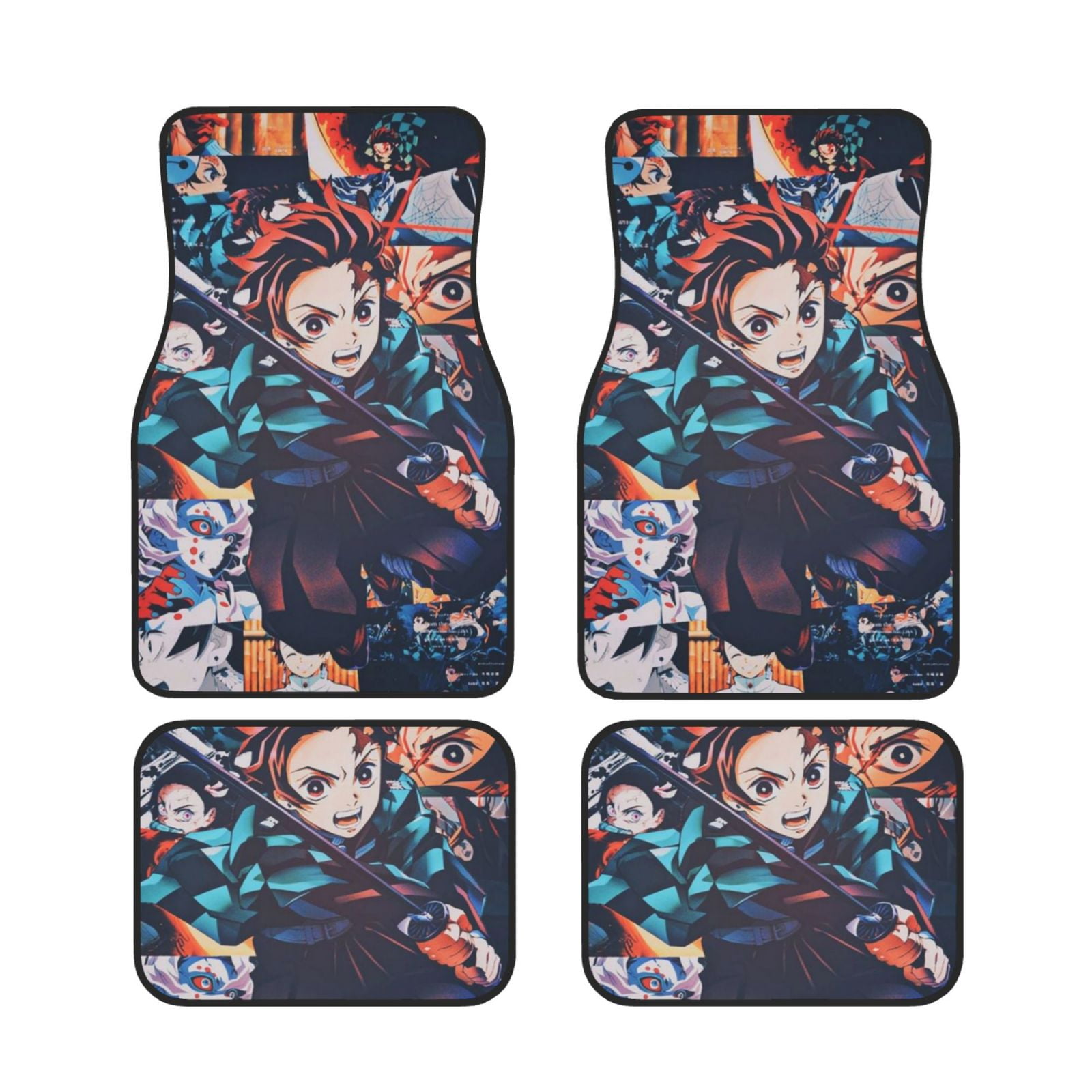 Anime Demon Slayer Kamado Tanjiro Car Floor Mats 4-Piece Full Set Front ...