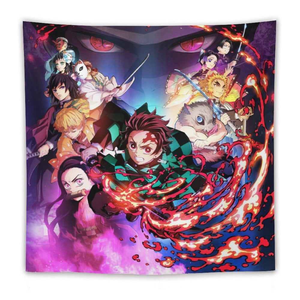 Anime Demon Slayer Kimetsu No Yaiba Tapestry, Wall Art Hanging Decor ...