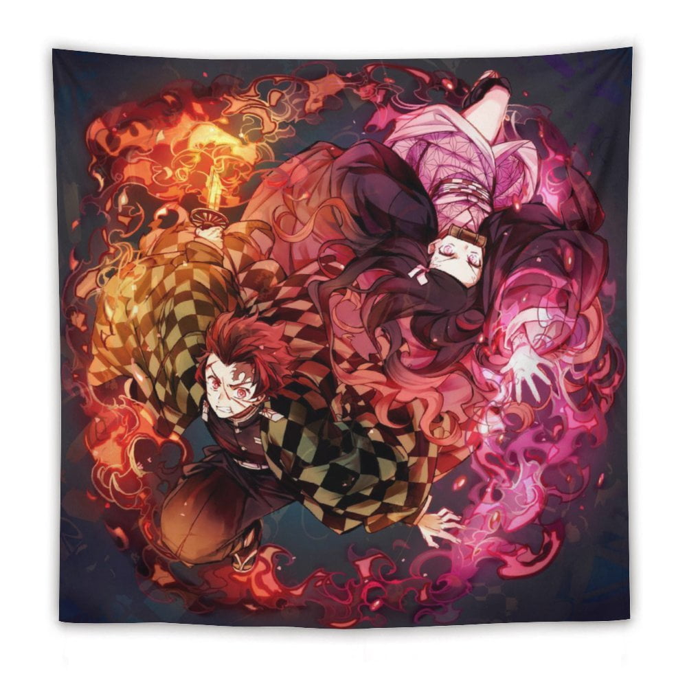 Anime Demon Slayer Kimetsu No Yaiba Tapestry, Wall Art Hanging Decor ...