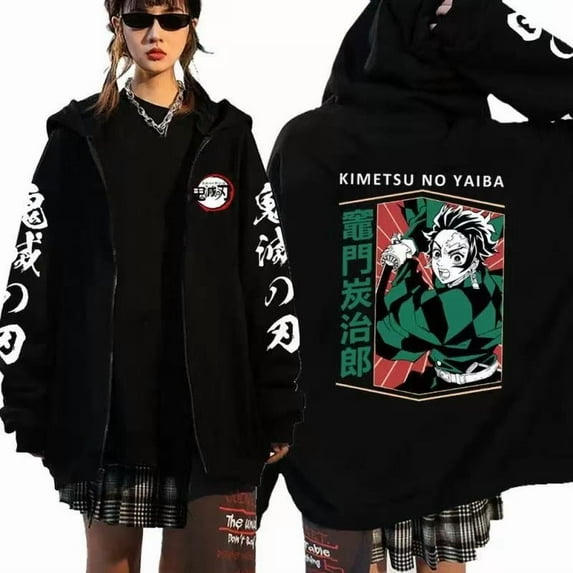 Anime Demon Slayer Kimetsu no Yaiba Unisex Fleece-Lined Unique Zip-Up ...