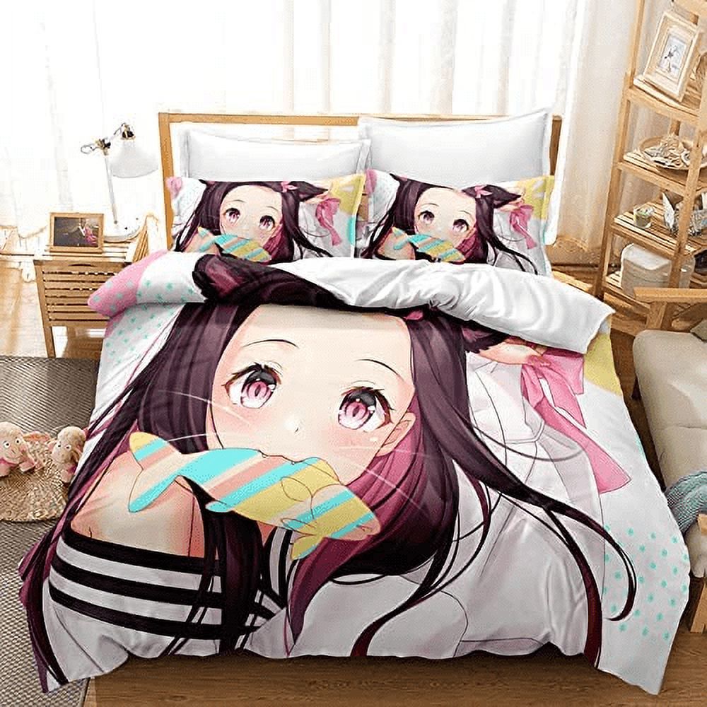 Anime Demon Slayer King Size Bedding Bed Set for Teens Boys Girls Comfy ...