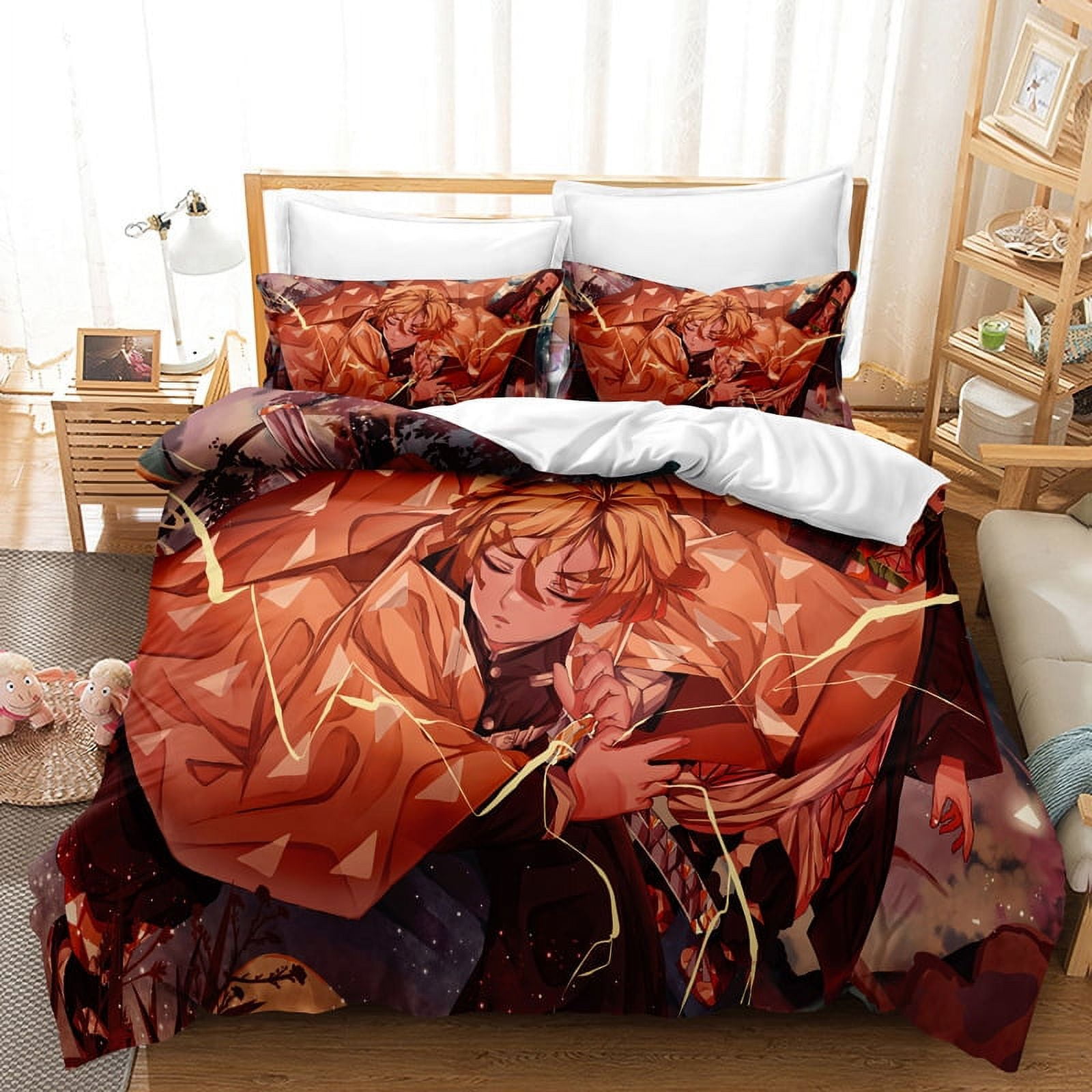 Anime Demon Slayer King Size Quilt Bedding Sets for Room Decor Kawaii ...