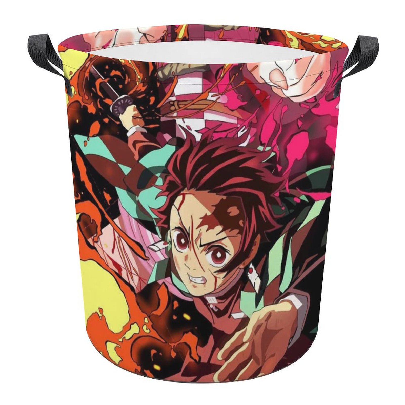 Anime Demon Slayer Laundry Hamper Circular Foldable Large Storage ...
