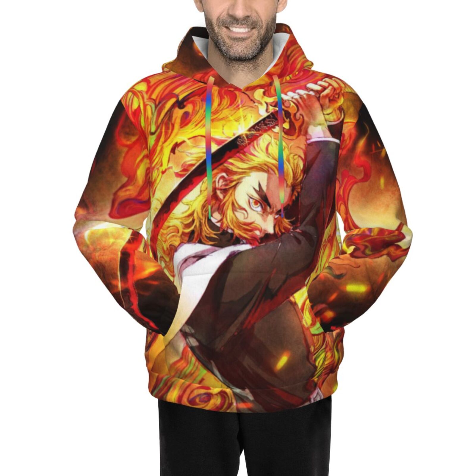 Anime Demon Slayer Mens Aldult Hooded Double Sided Printing Sweater ...