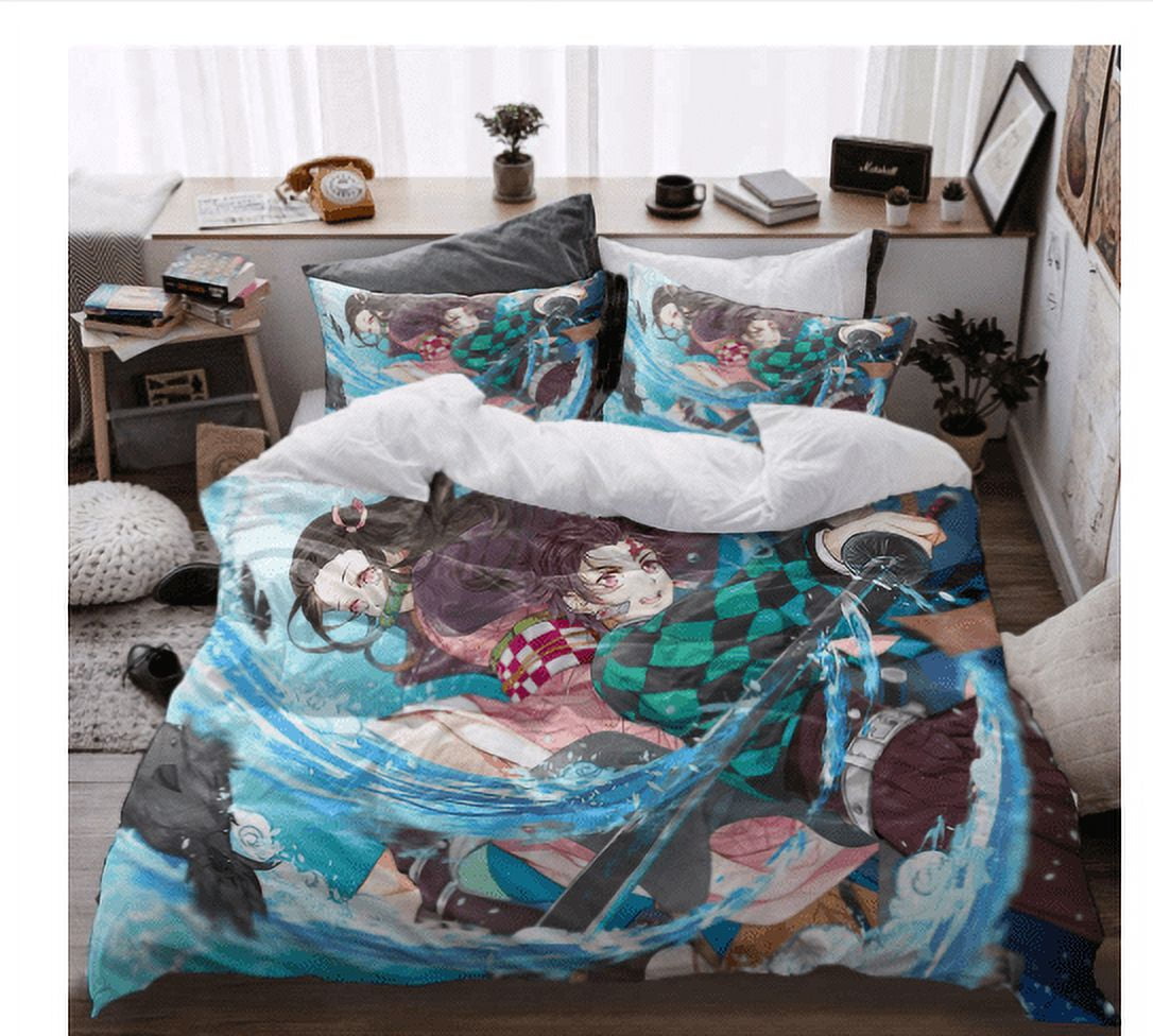 Anime Demon Slayer Queen Size Comforter Bedding Set for Room Decor ...