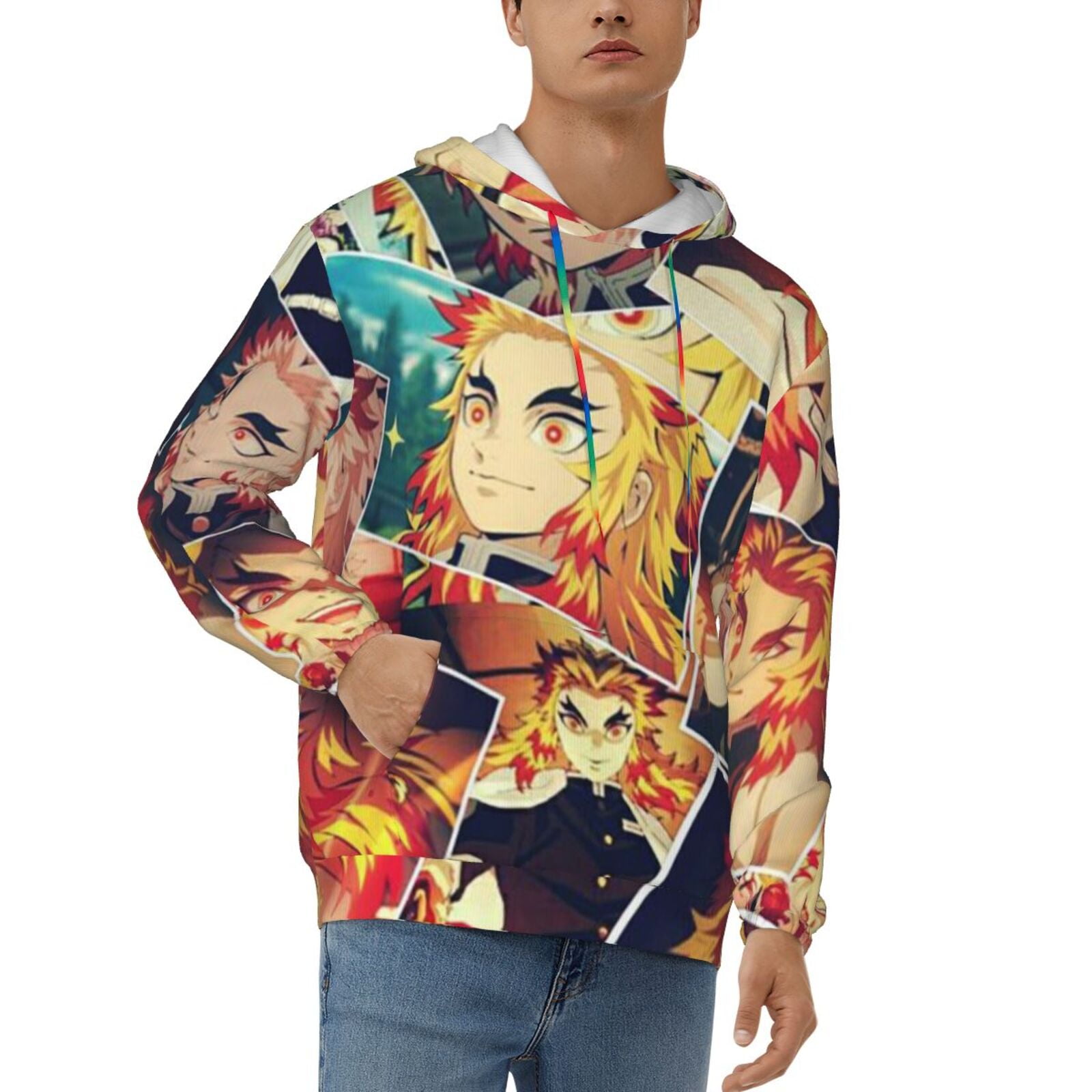 Anime Demon Slayer Rengoku Fashion Hoodies For Mens Sweatshirt 3D ...