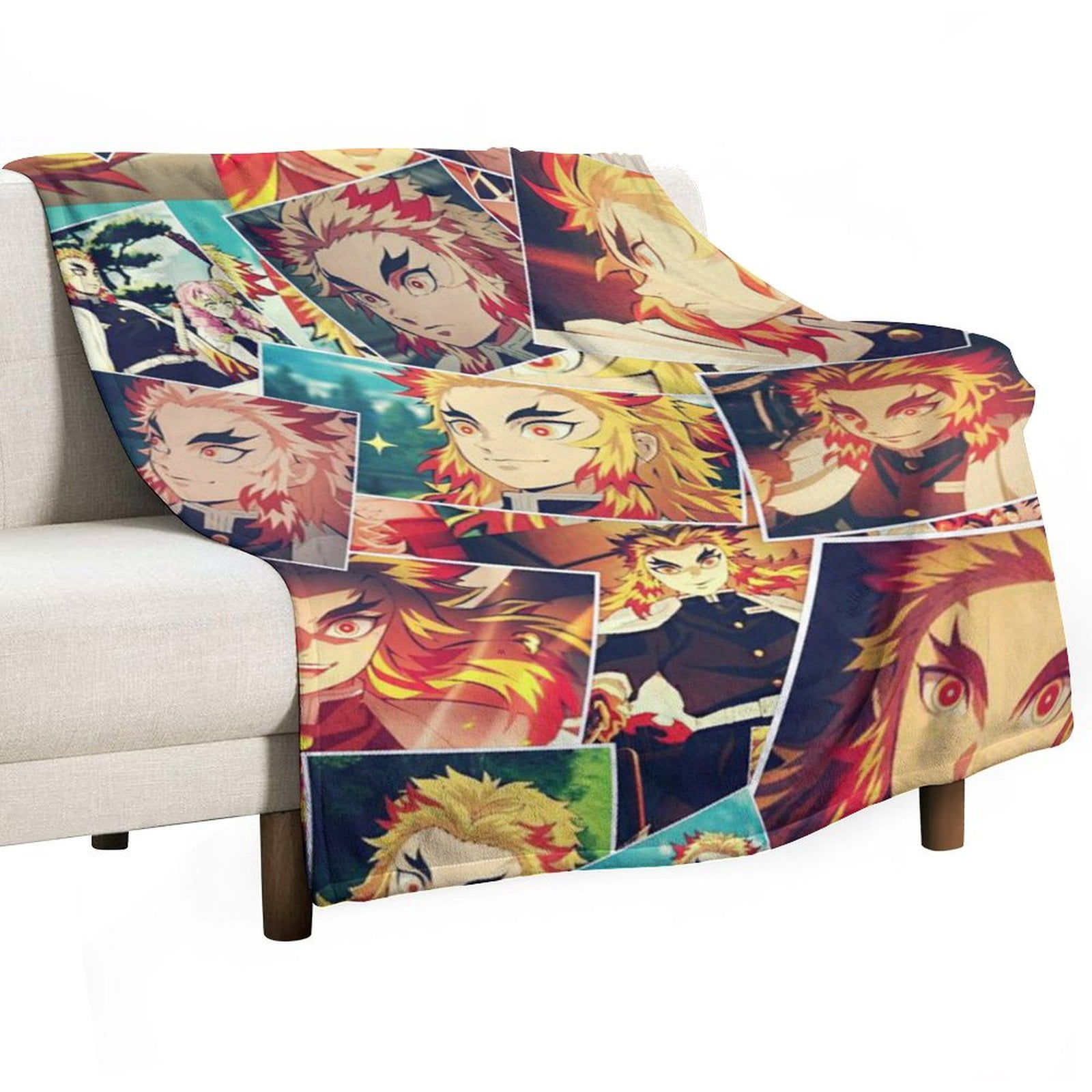Anime Demon Slayer Rengoku Fuzzy Ultra-Soft Micro Fleece Blanket All ...