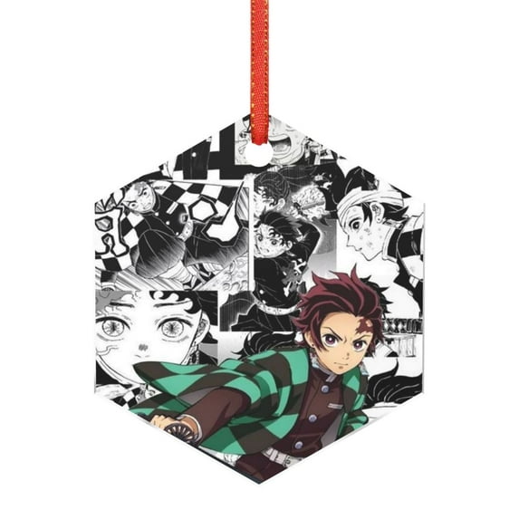 Anime Demon Slayer Tanjiro Acrylic Christmas Pendant Shaped Xmas ...