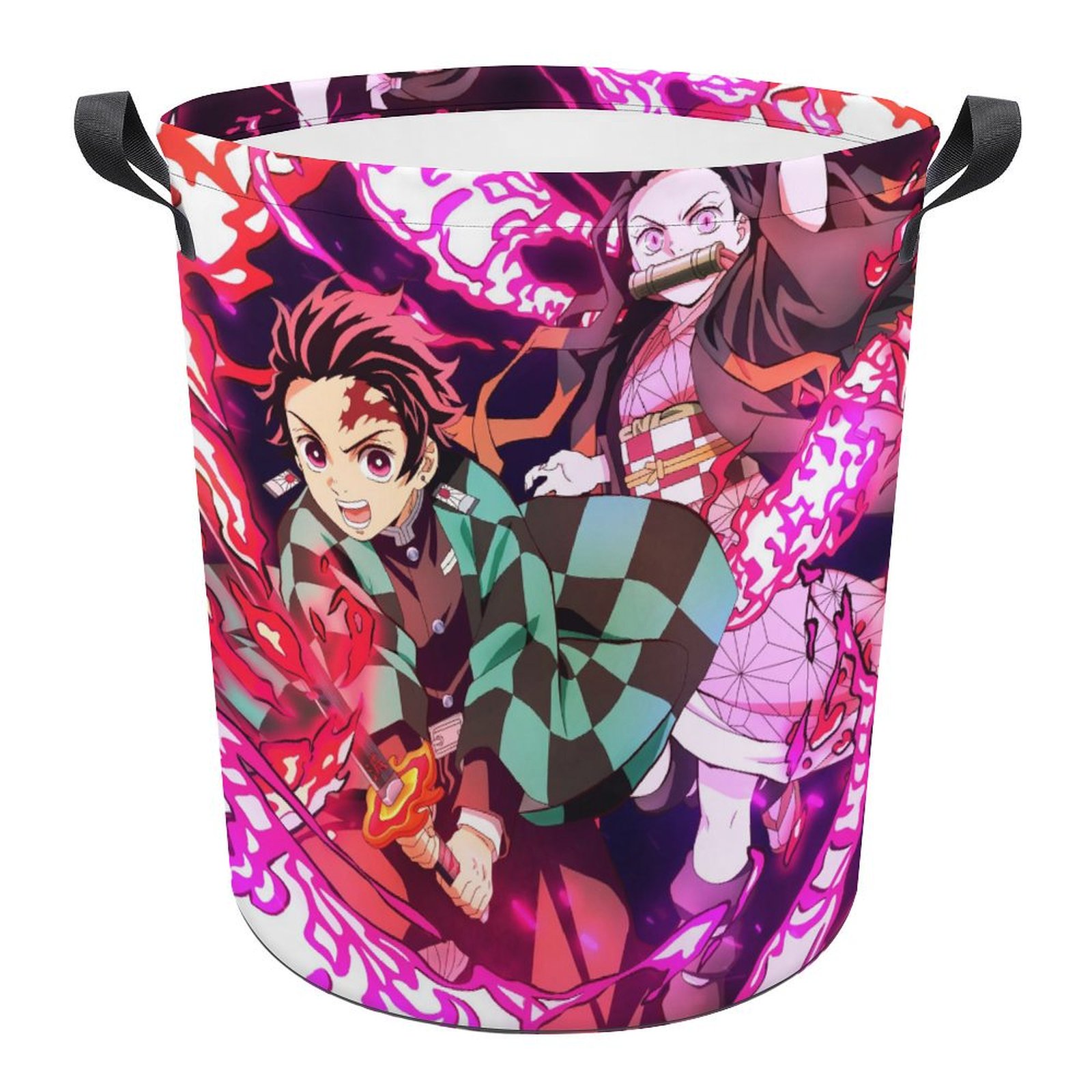 Anime Demon Slayer Tanjiro Nezuko Laundry Hamper Circular Foldable ...