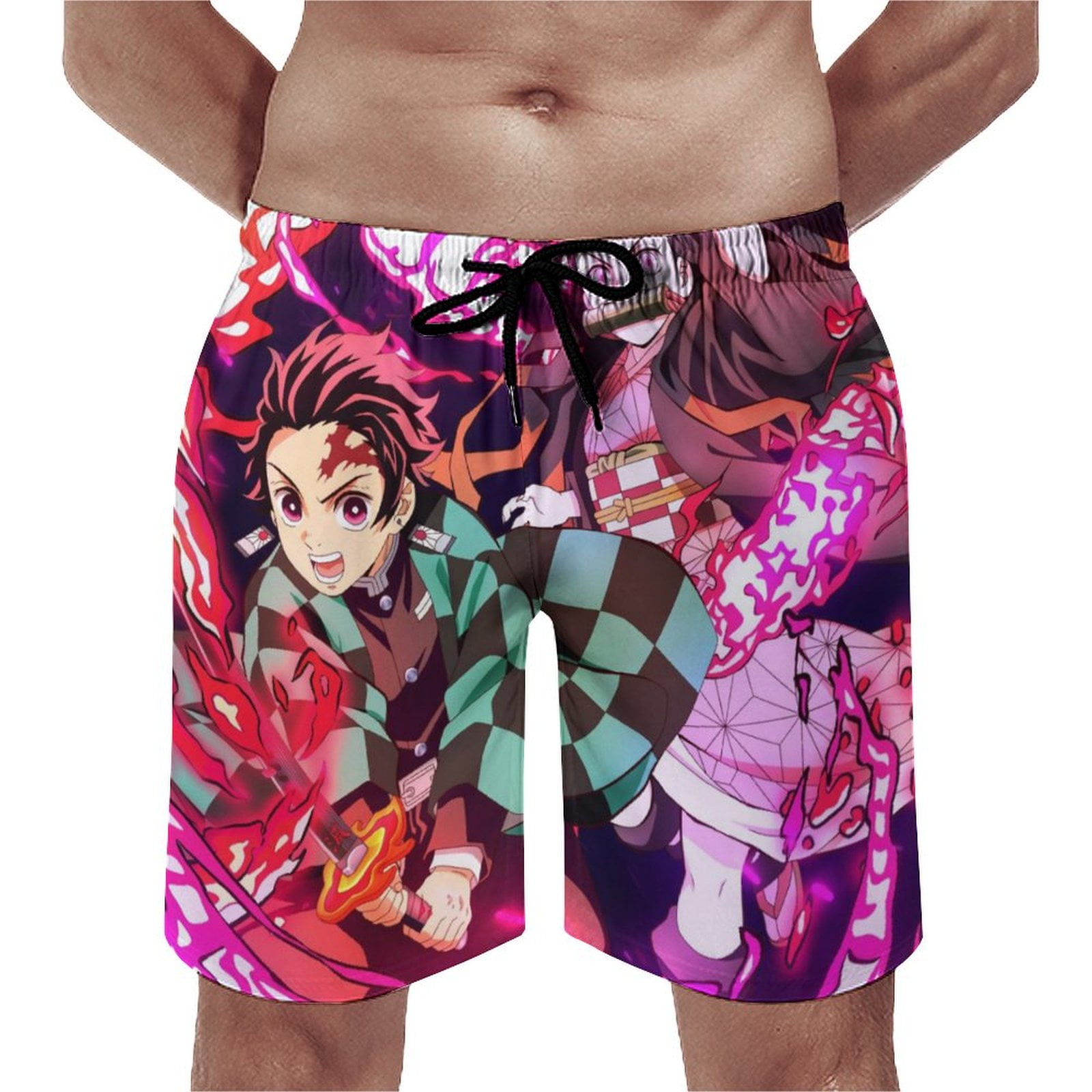 Anime Demon Slayer Tanjiro Nezuko Men's Swim Trunks Quick Dry Beach ...