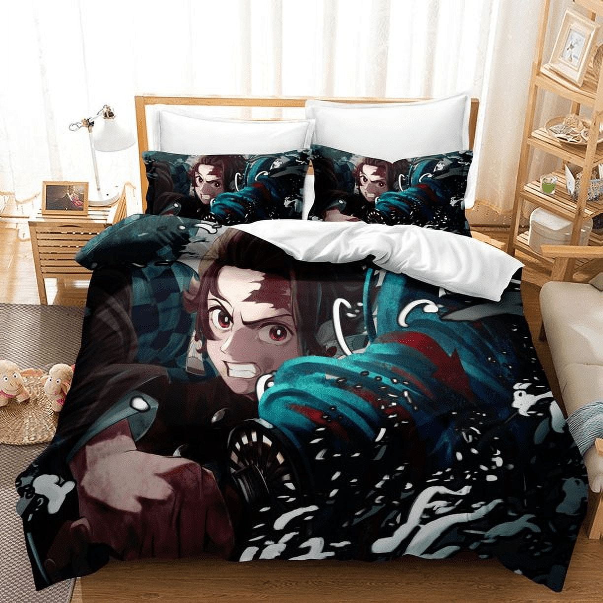 Anime Demon Slayer Twin Size Bedding Duvet Cover Sets for Fans Kids ...