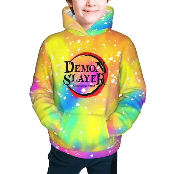 Anime Demon Slayer Unisex Children Hooded Sweater, Colorful Hat Rope ...