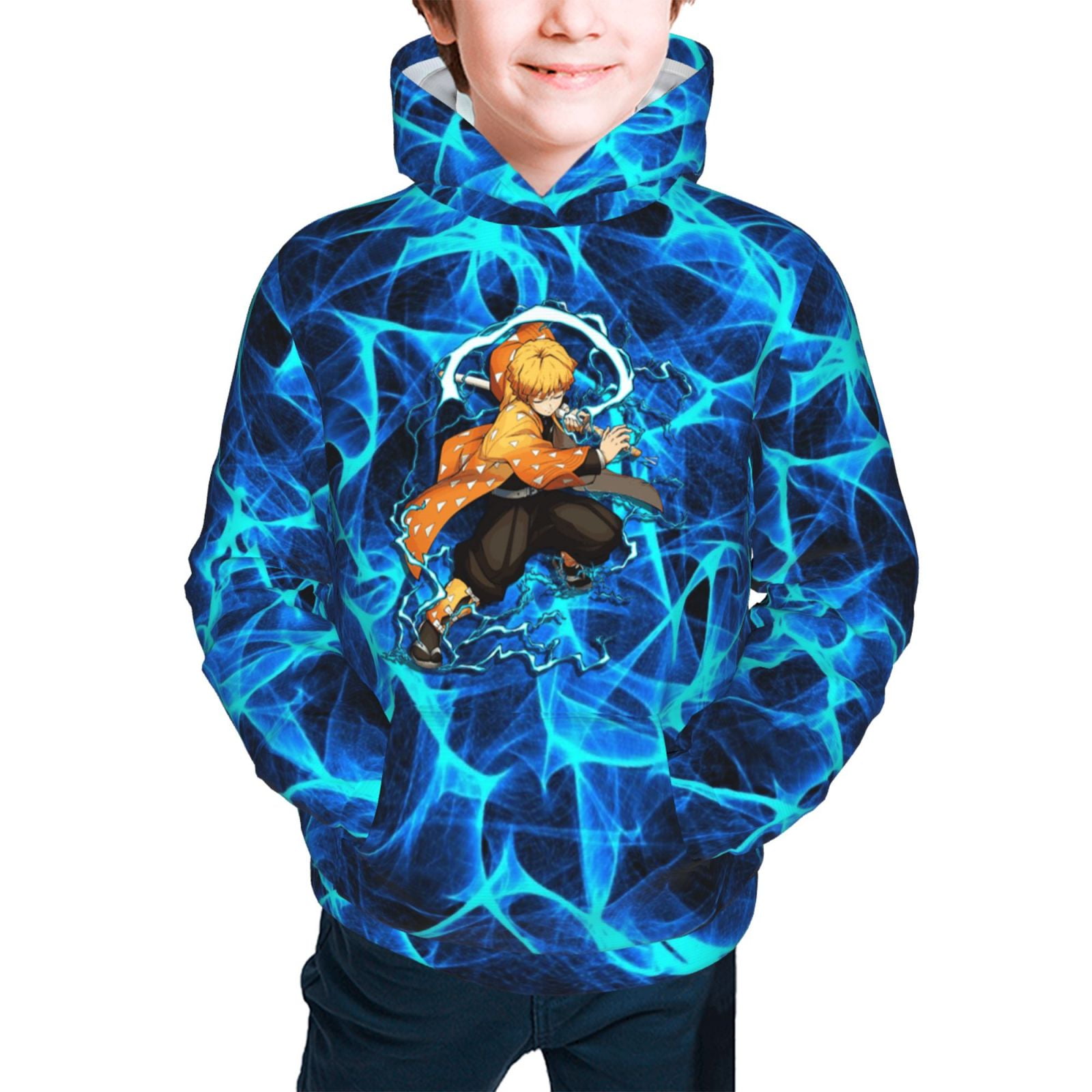Anime Demon Slayer Unisex Children Hooded Sweater, Colorful Hat Rope ...