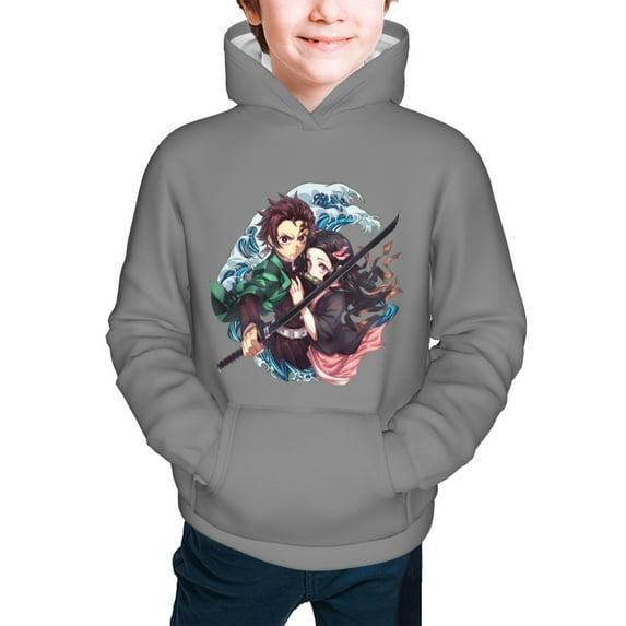 Anime Demon Slayer Unisex Children Hooded Sweater, Colorful Hat Rope ...