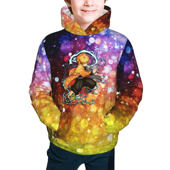 Anime Demon Slayer Unisex Children Hooded Sweater, Colorful Hat Rope ...