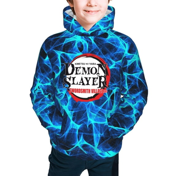 Anime Demon Slayer Unisex Children Hooded Sweater, Colorful Hat Rope ...