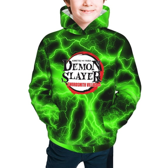 Anime Demon Slayer Unisex Children Hooded Sweater, Colorful Hat Rope ...