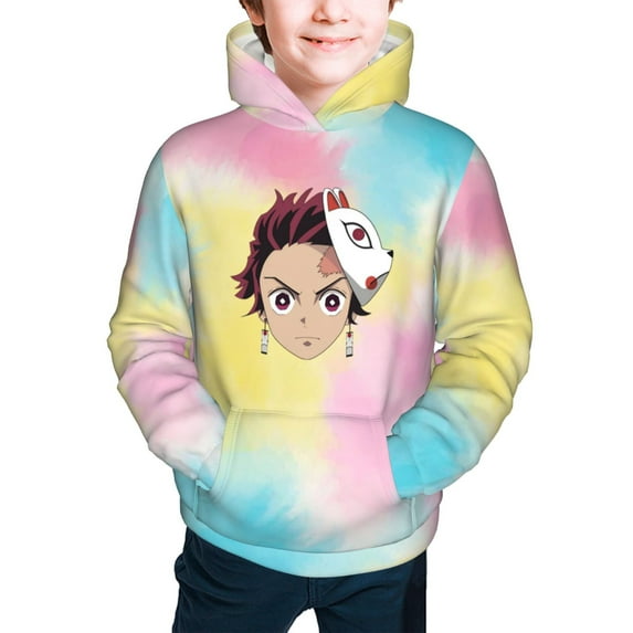Anime Demon Slayer Unisex Children Hooded Sweater, Colorful Hat Rope ...