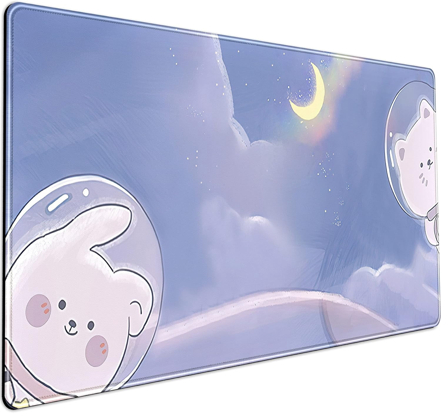 Anime Desk Mat Cute Rabbit Mouse Pad Moon Desk Mats 16x35.5in, Girl ...