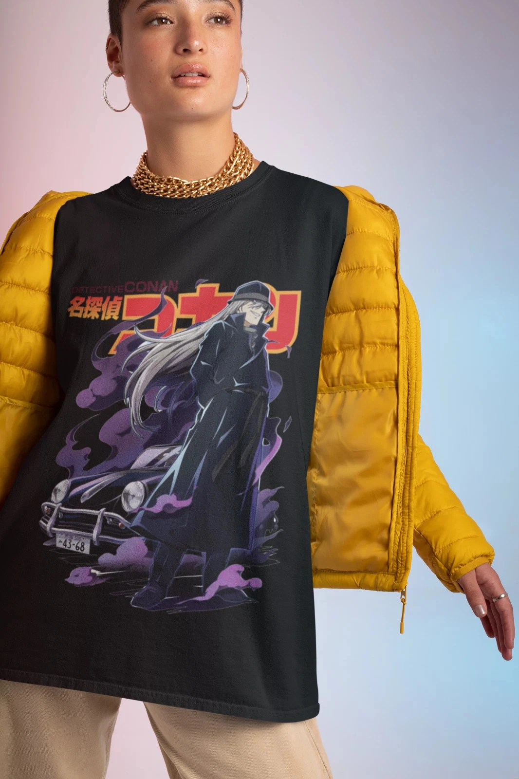 Anime Detective Conan Gin Shirt Case Closed Black T Shirt Size S - 5XL ...