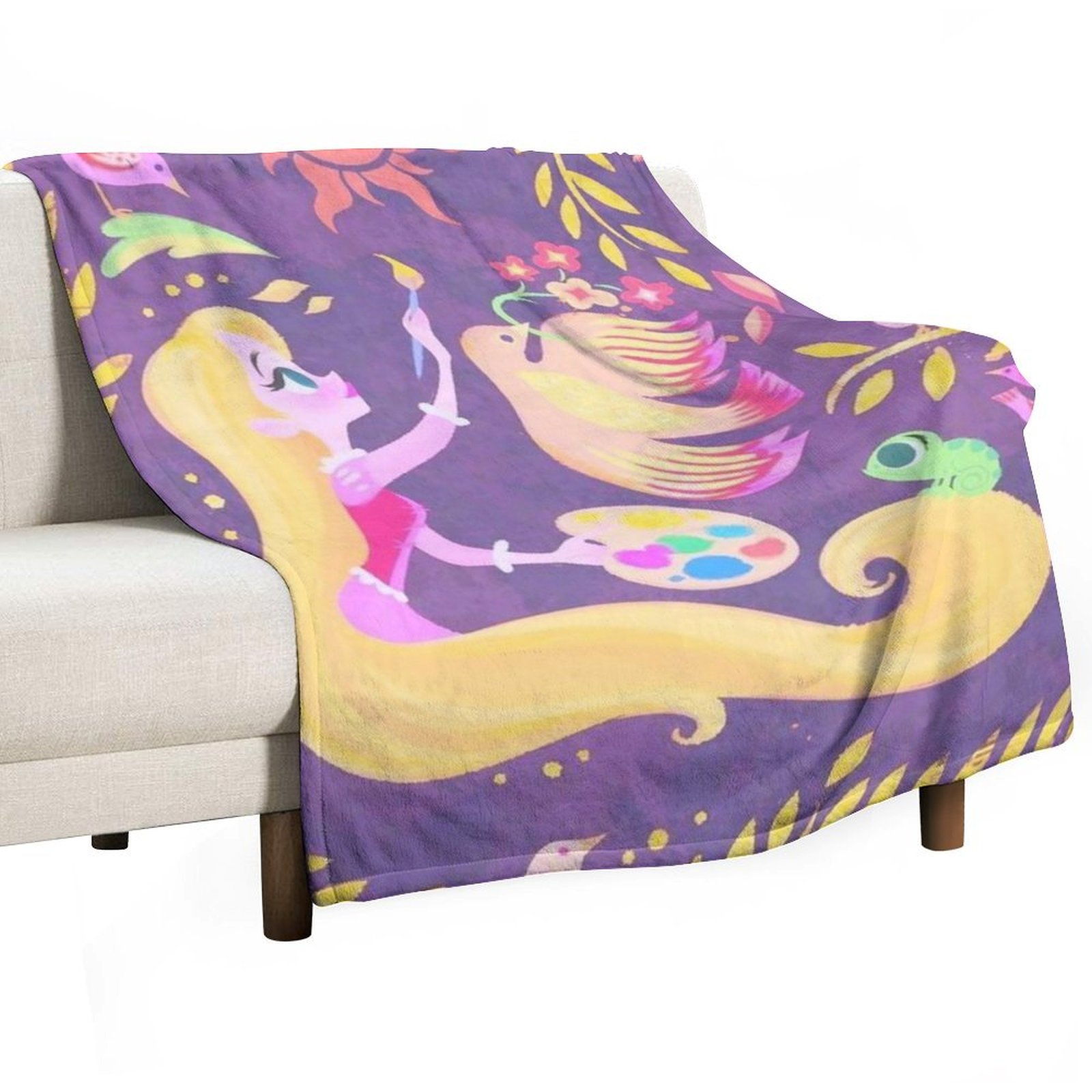 Anime Disney Princess Rapunzel Flannel Anti-Pill Cartoon Blanket Decor ...